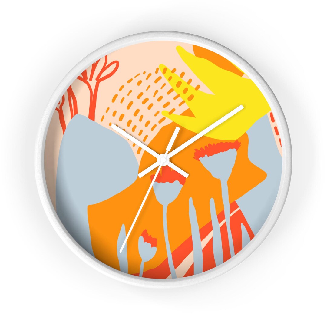 Floral Wall Clock, Bright Floral Home Decor, Colorful Flower Design ...