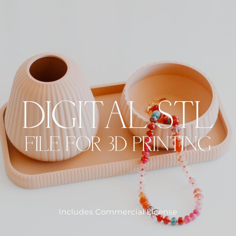 3D Printed Tray and Vase Set STL File, Modern Tray Set STL File, Stl ...