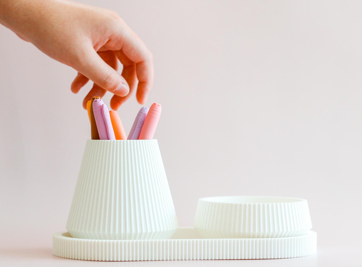 3D Printed Organizer Set STL File, Modern Tray and Vase Set STL File ...