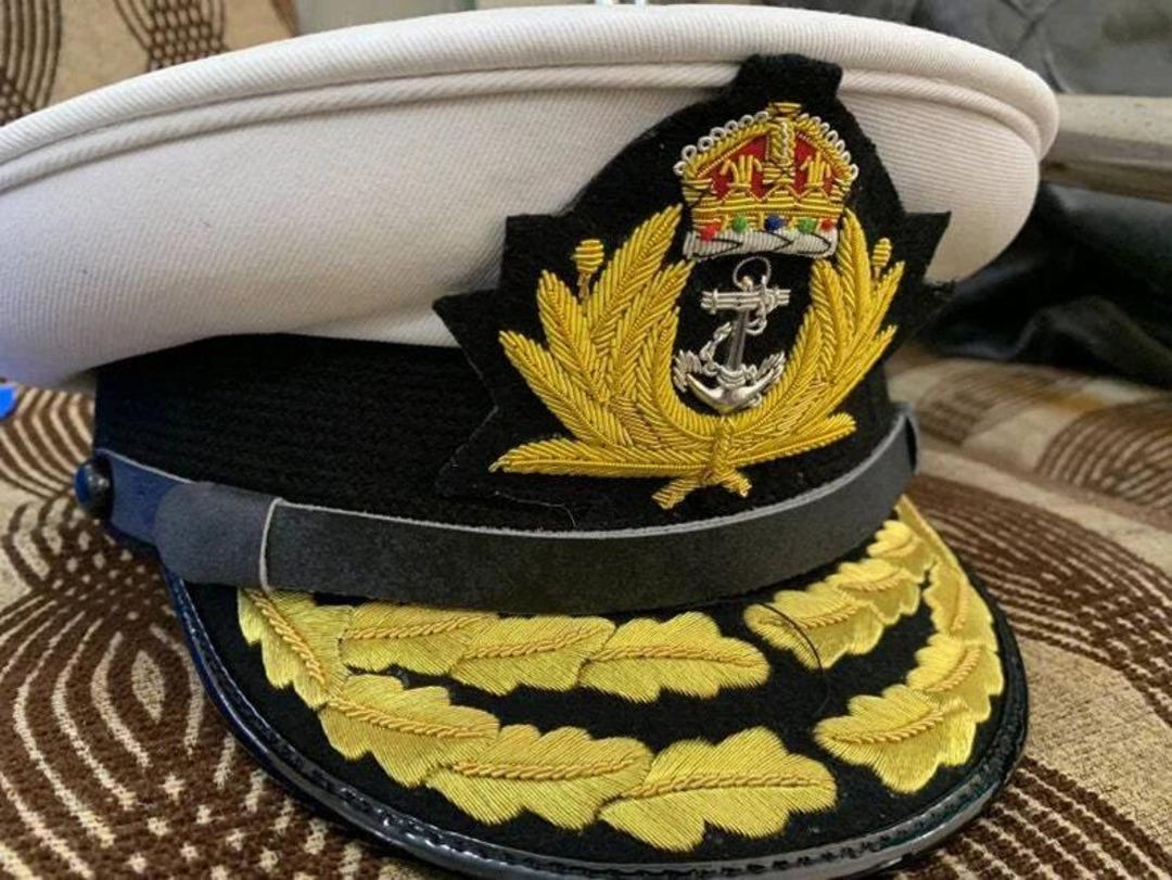 British Royal Navy Admiral Flag Rank Officers Peaked Hat Queens Crown ...