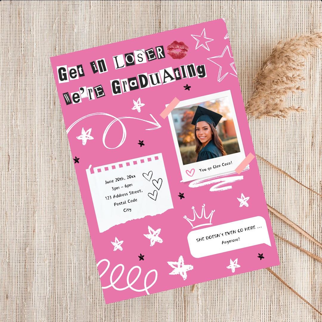 Burn Book Invite, Graduation Invite, Personalized High School, College ...