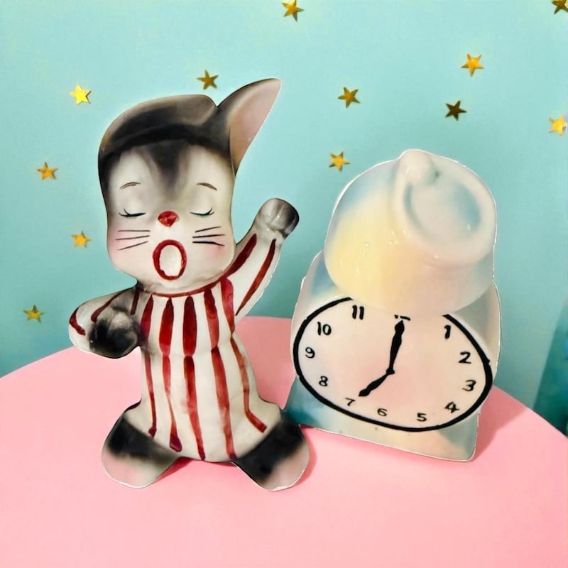 Rabbit With Clock Figurine - Etsy
