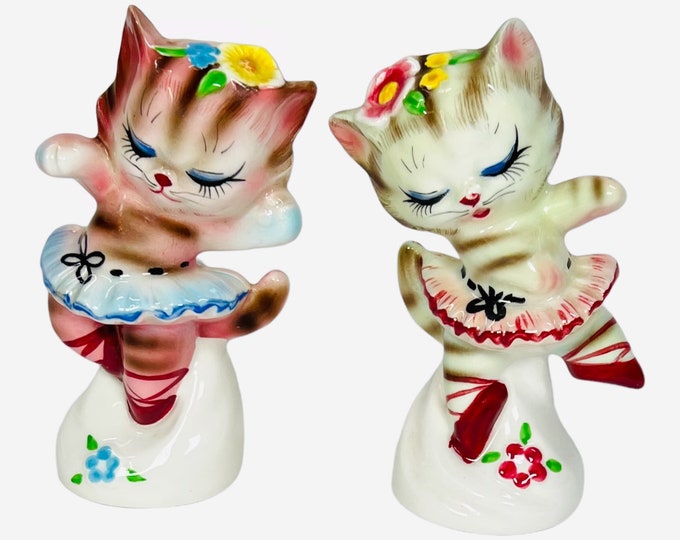 Vintage Anthropomorphic PY Japan Ballerina Cat Salt & Pepper 1950s MCM ...