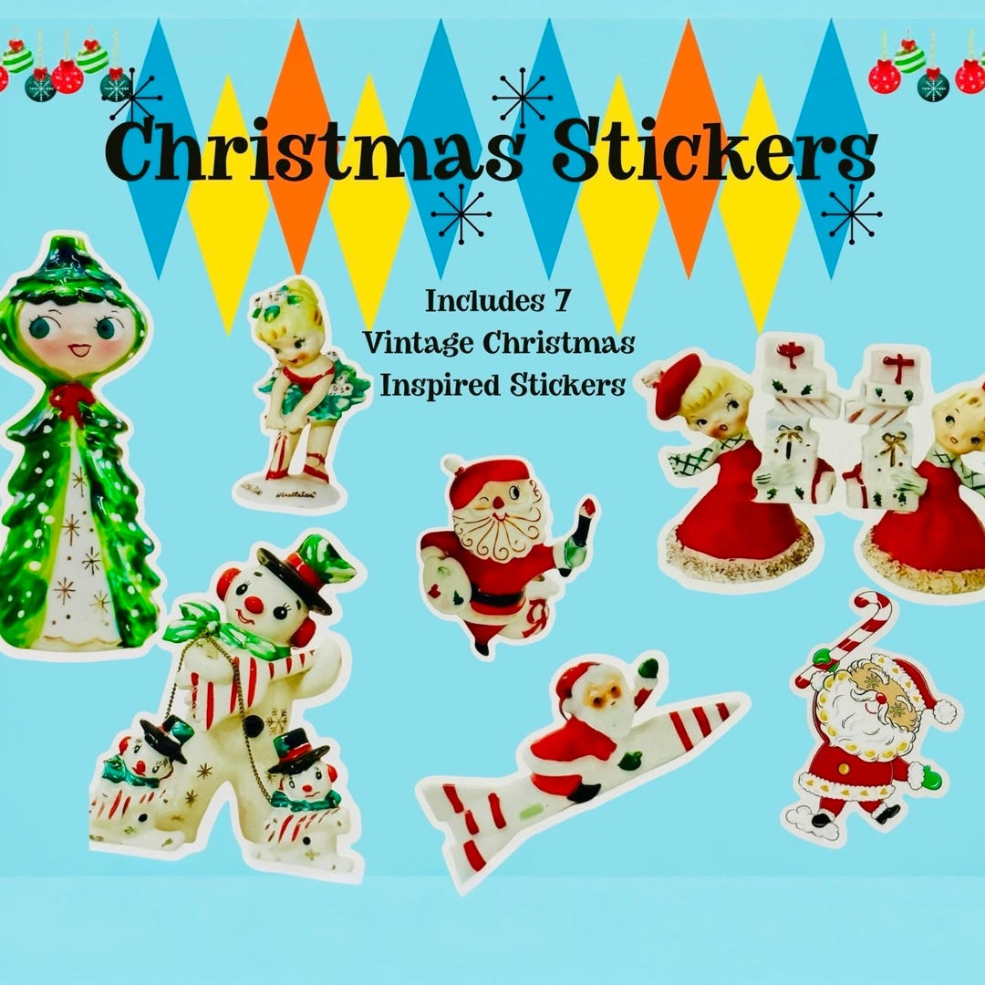 Vintage Christmas Holt Howard Stickers | Starry Eyed Santa | Christmas ...