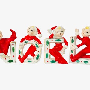 Vintage Christmas NOEL Elves Figurines Mid-century Japan Elf Pixie ...
