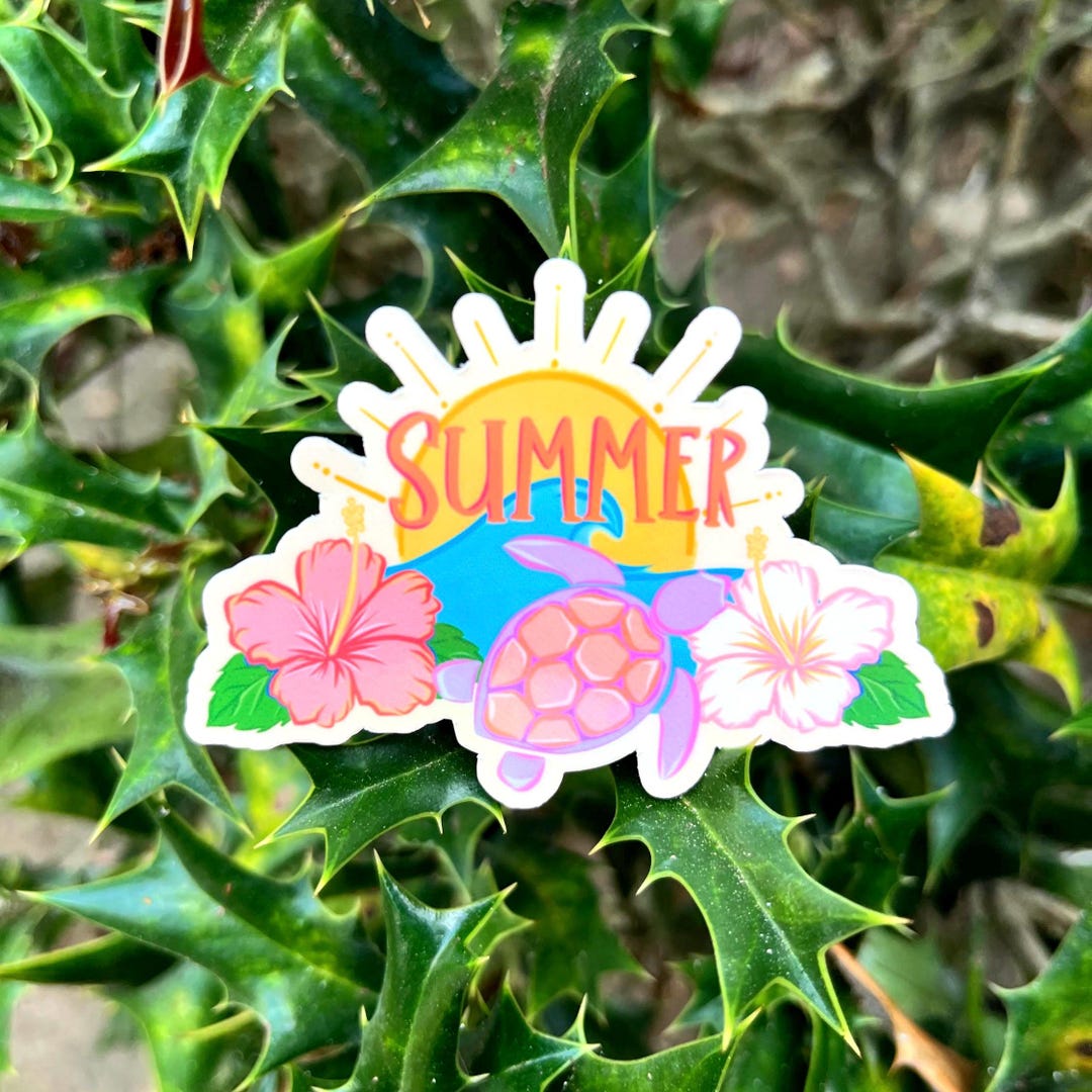 Holographic Summer Sticker, Floral Decals for Laptops and Water Bottles ...