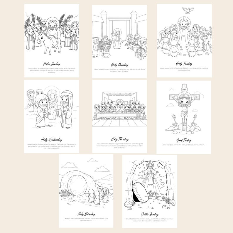 Holy Week Coloring Book for Kids Christian Easter Activity Printable ...