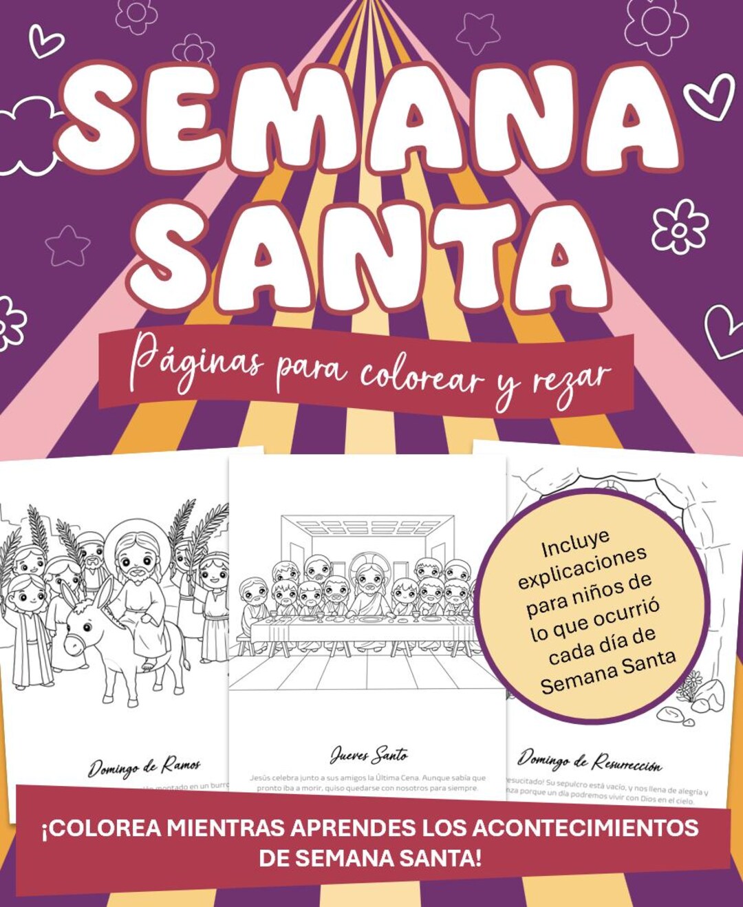 Libro Para Colorear Semana Santa Para Niños Actividad Cristiana De ...