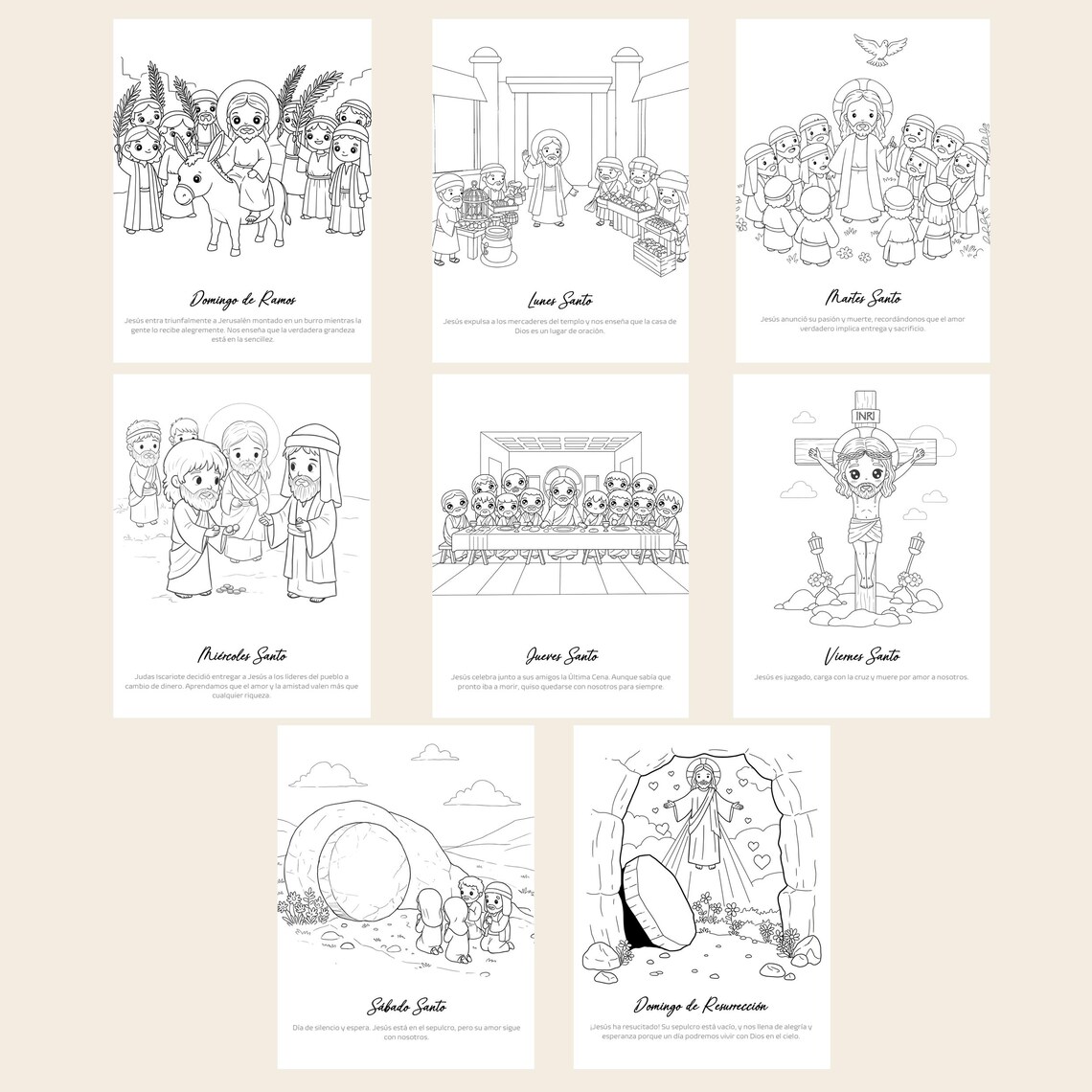 Libro Para Colorear Semana Santa Para Niños Actividad Cristiana De ...