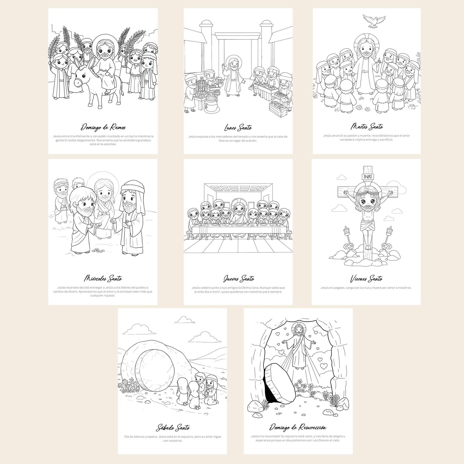 Libro Para Colorear Semana Santa Para Niños Actividad Cristiana De ...