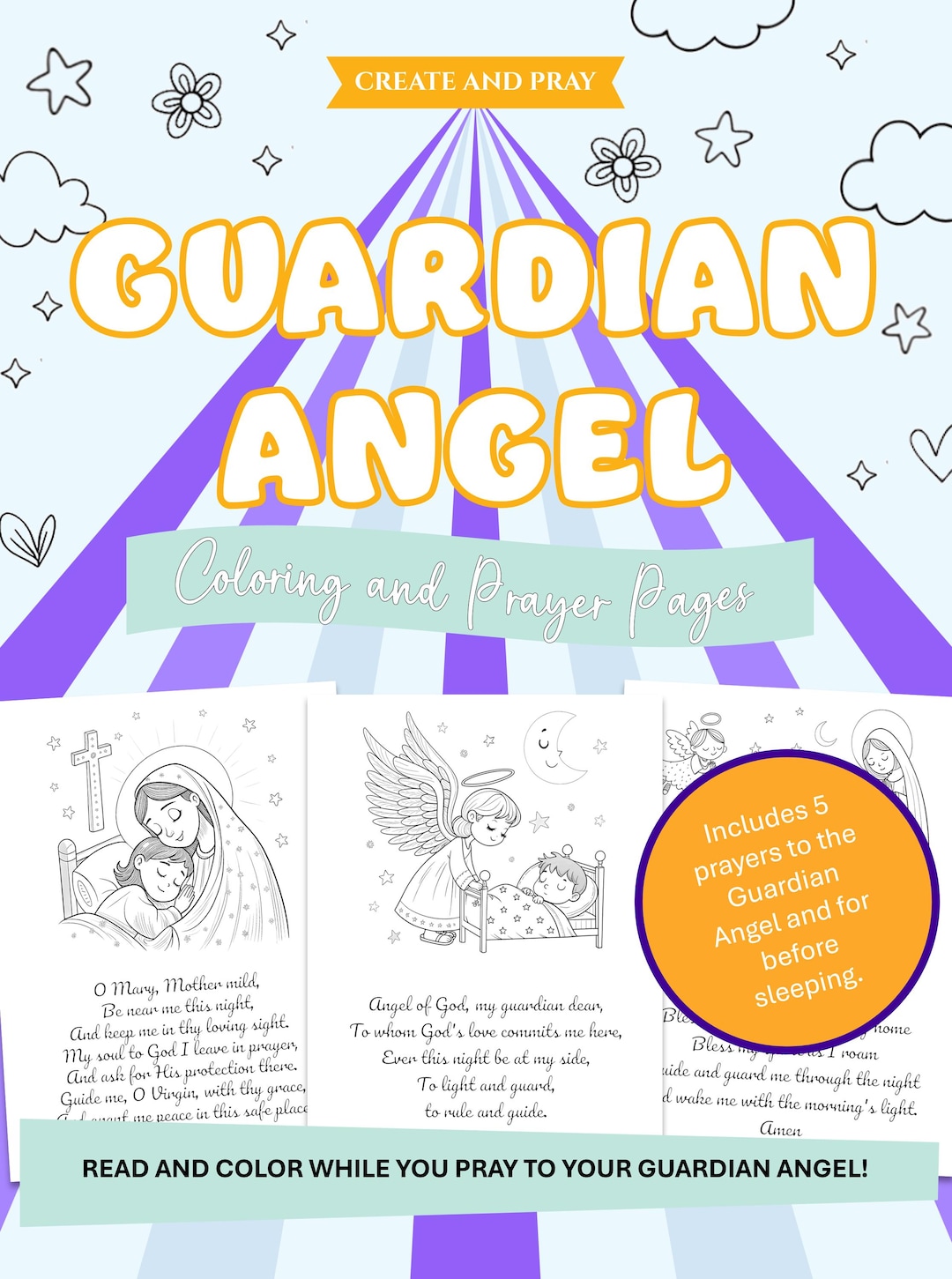 Color and Pray With the Guardian Angel – Coloring Book for Kids With ...