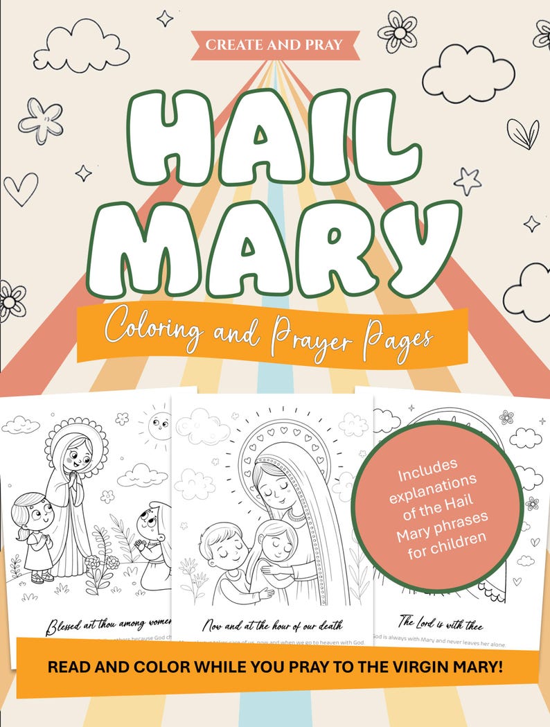 Hail Mary Coloring and Prayer Book – Drawings for Children With ...