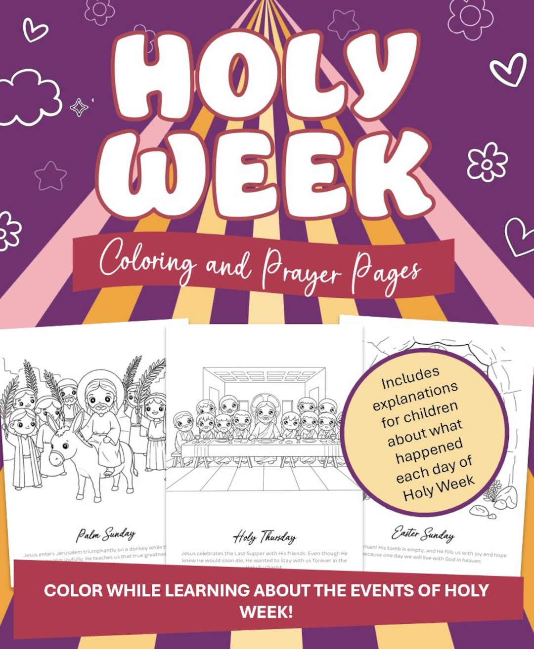 Holy Week Coloring Book for Kids Christian Easter Activity Printable ...