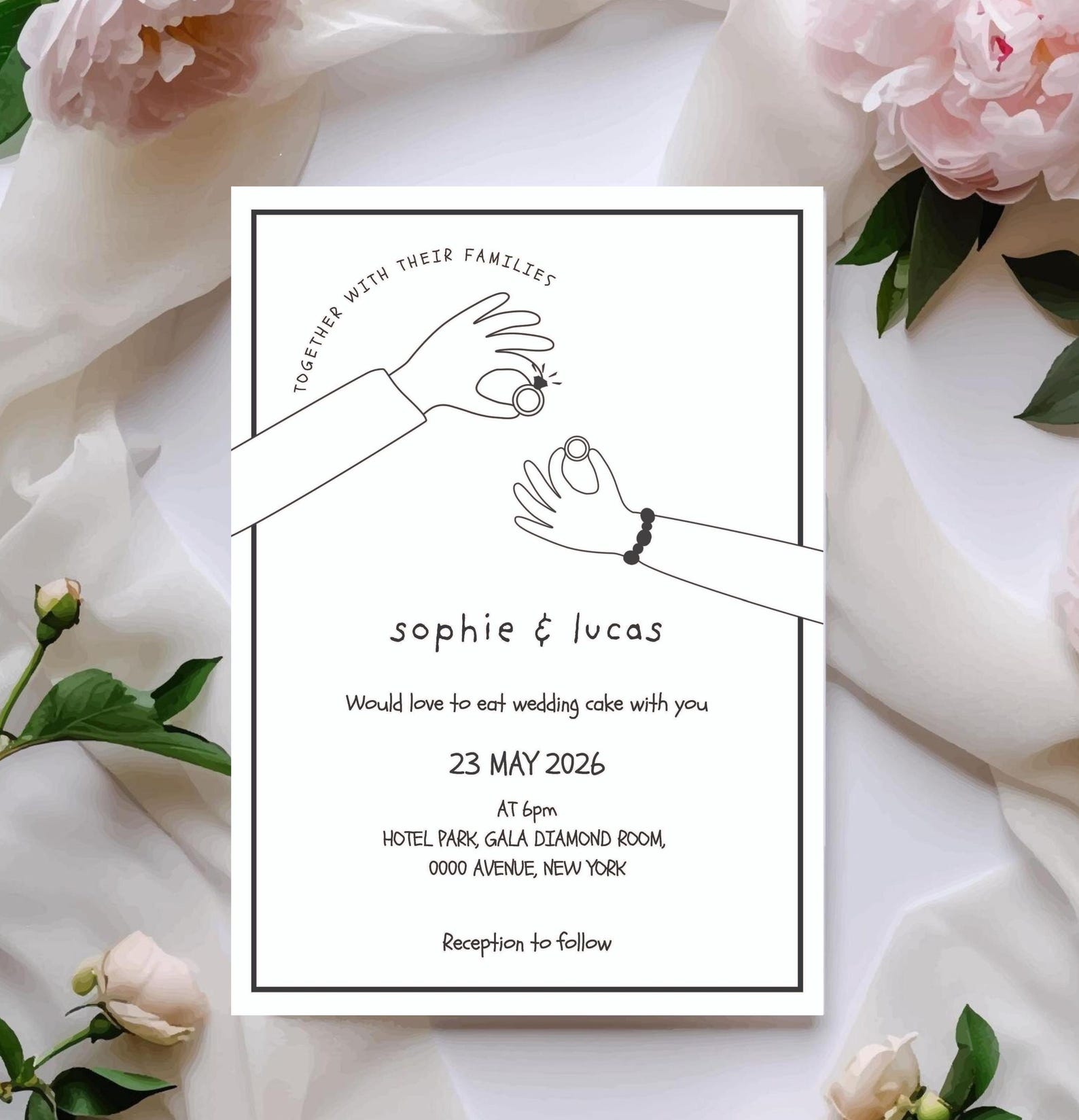 Wedding Invitation Template Retro Scribble Illustration Unique Wedding ...