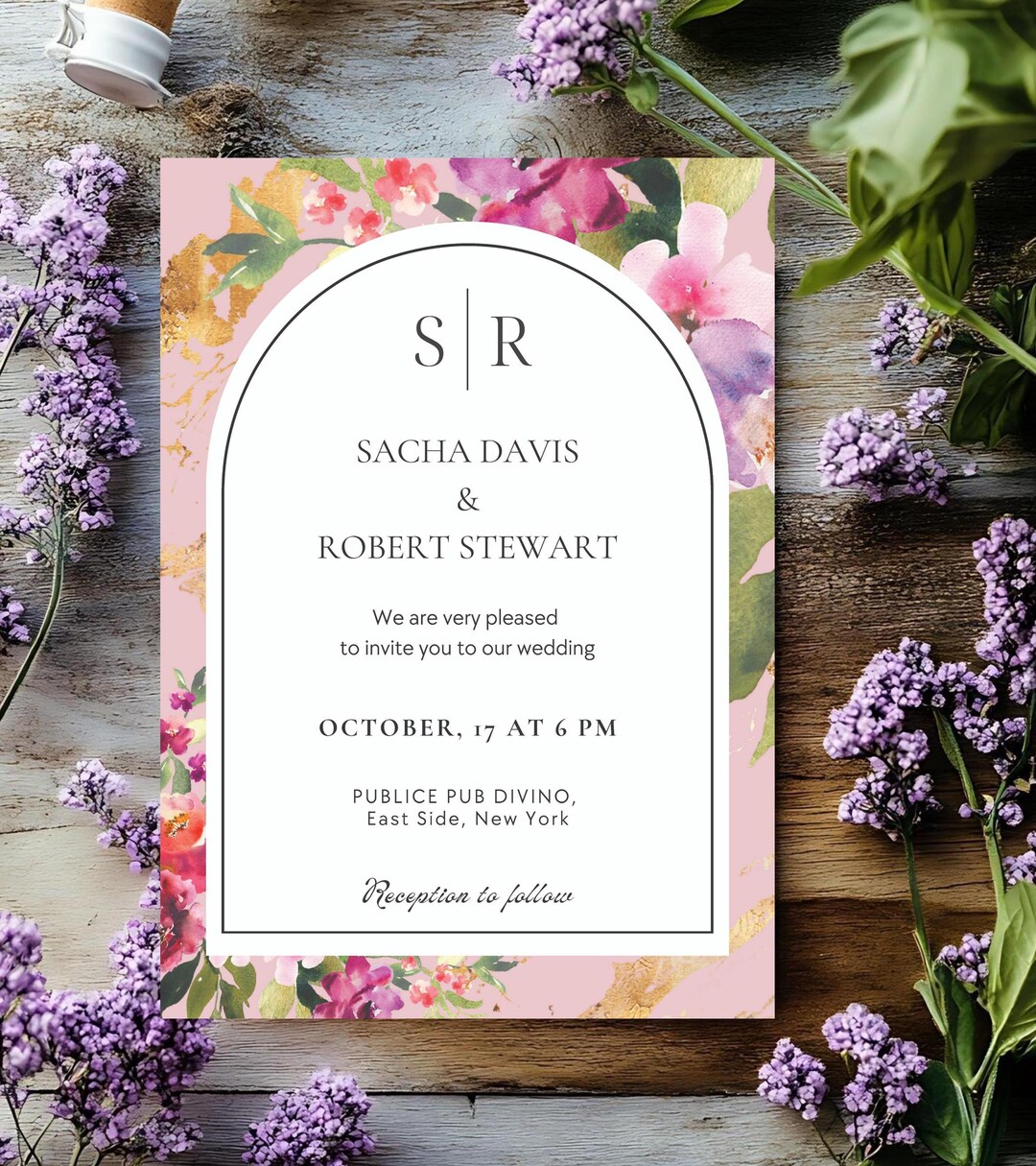 Pastel Floral Wedding Invitation: Editable Wildflower Design (digital ...
