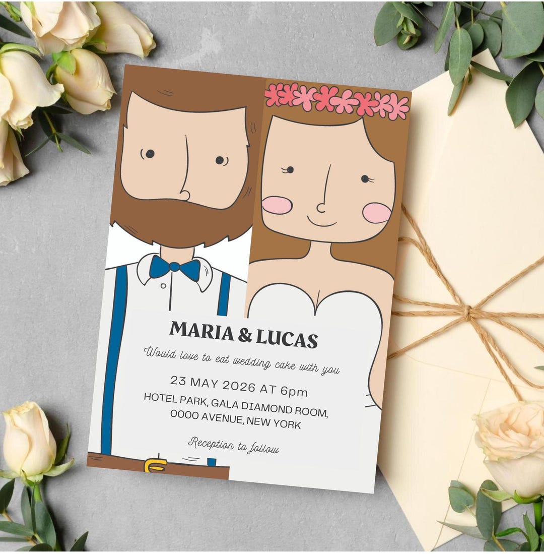Hipster Wedding Invitation, Cute Wedding Couple, Romantic Wedding ...