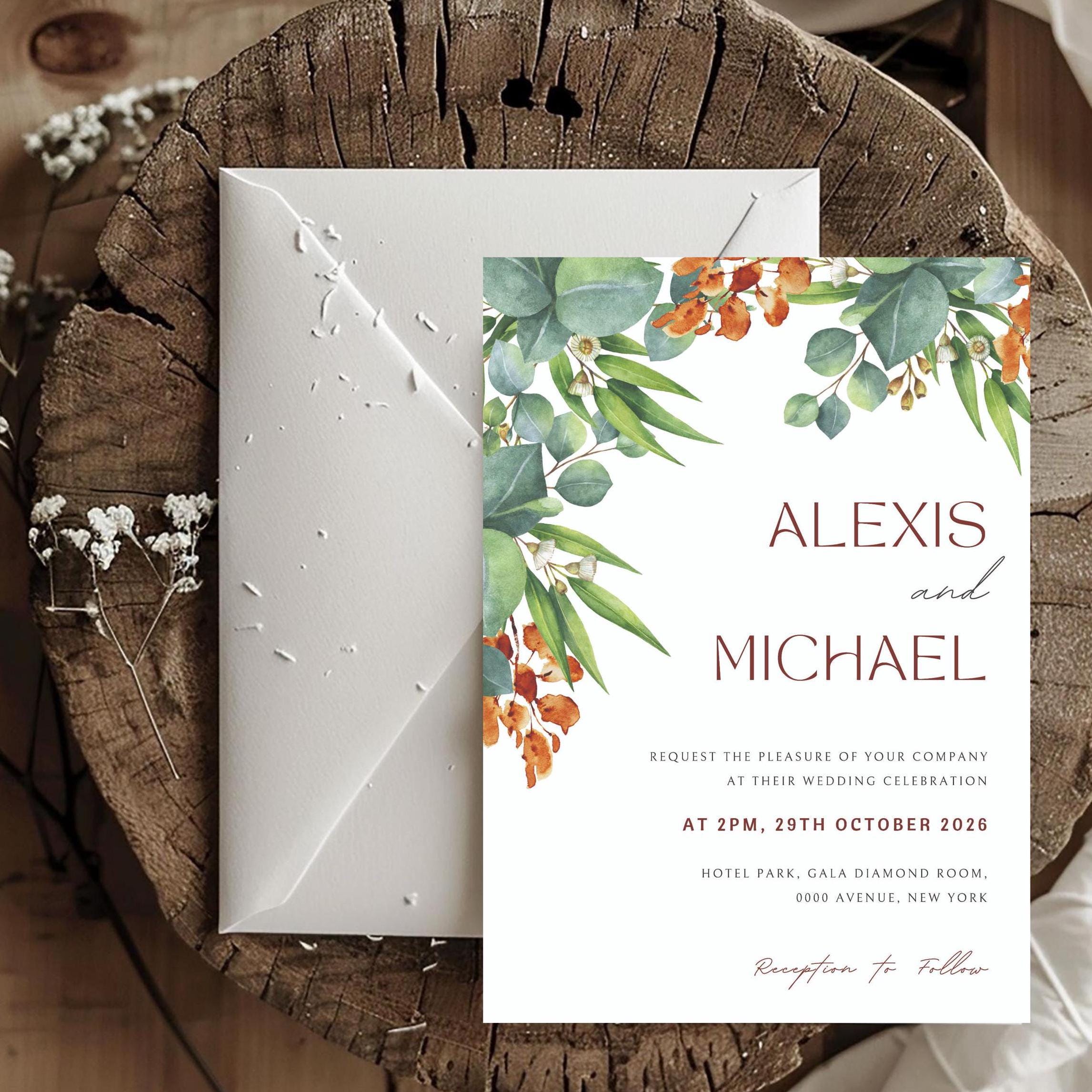 Sage Green Wedding Invitation Template | Greenery Wedding Invite ...