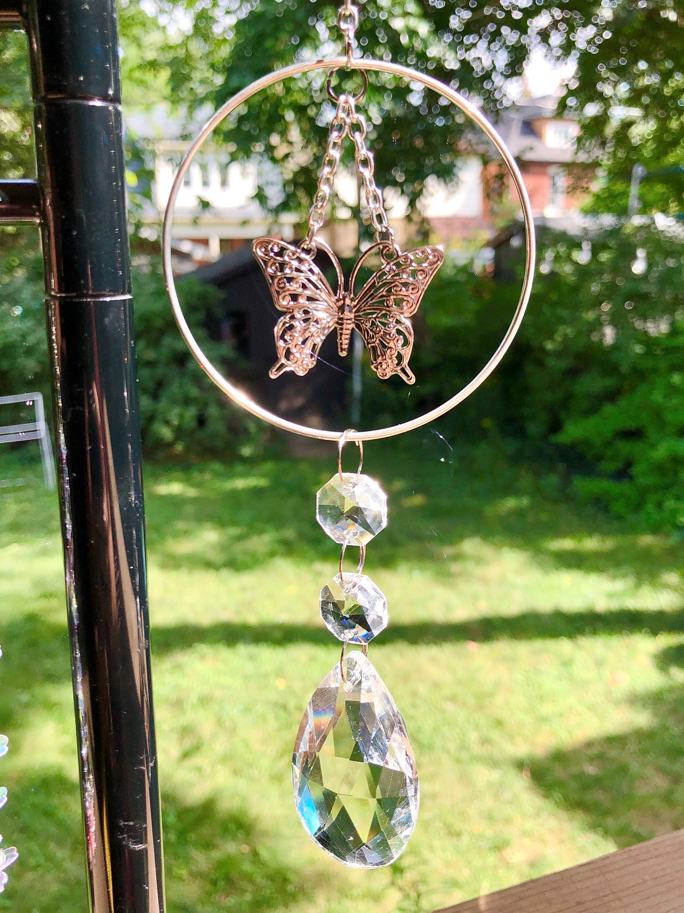 Dragonfly and Gold Hoop Crystal Suncatcher - Etsy