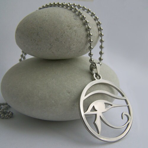 Eye of Ra horus Stainless Steel Pendant on Ball Chain | Etsy