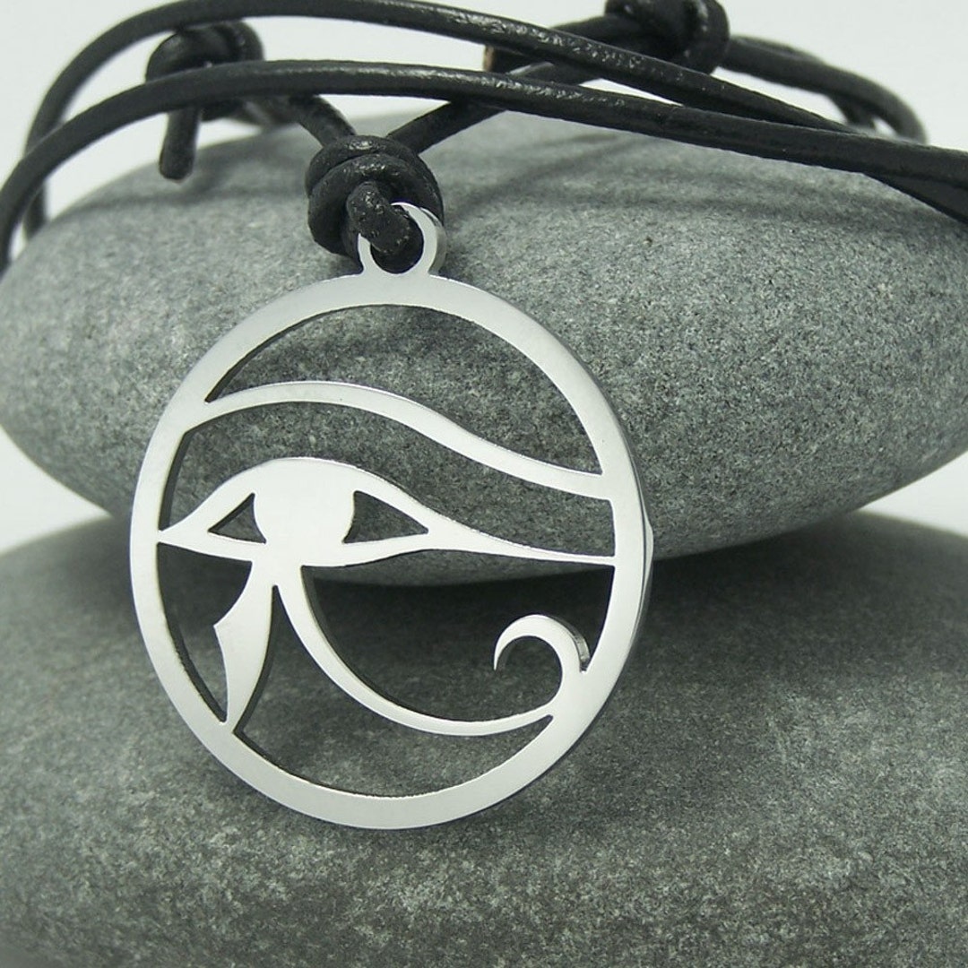 Stainless Steel Eye of Ra Pendant - Leather Cord Sacral Geometry ...
