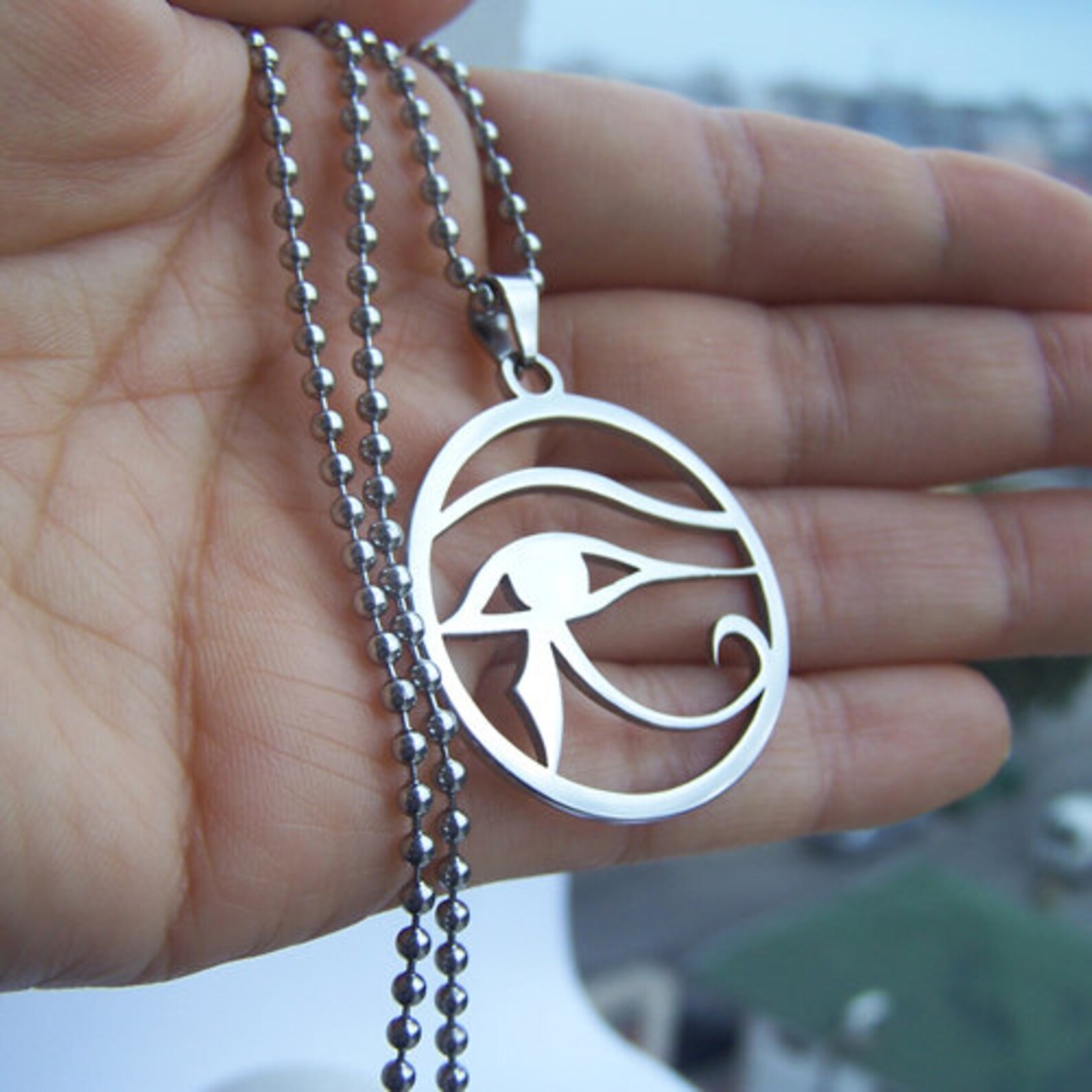 Eye of Ra horus Stainless Steel Pendant on Ball Chain - Etsy
