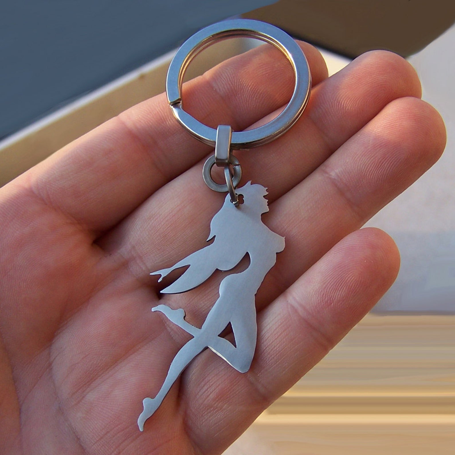 Girl stainless steel key chain | Etsy