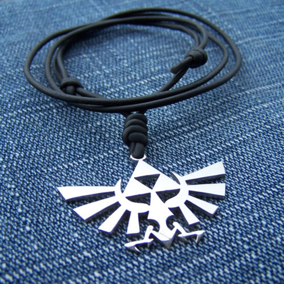 Legend of Zelda Necklace: Stainless Steel Pendant, Natural Leather Cord ...
