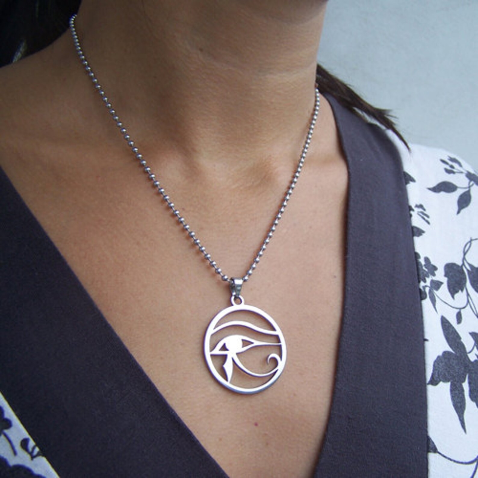 Eye of Ra horus Stainless Steel Pendant on Ball Chain - Etsy
