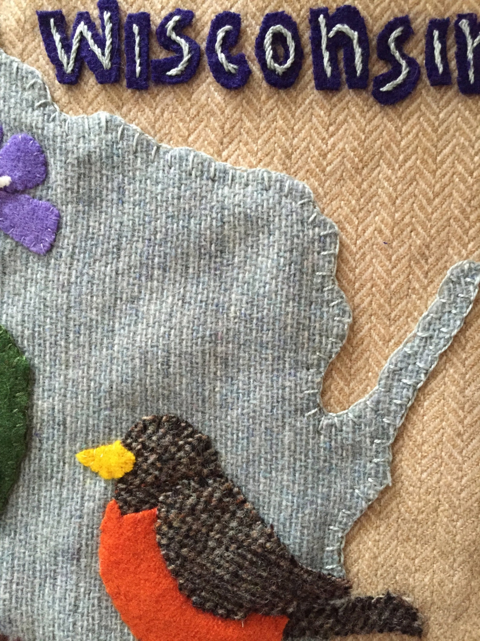Wisconsin Wool Felt Applique Pattern - Wool Block - United States Quilt ...