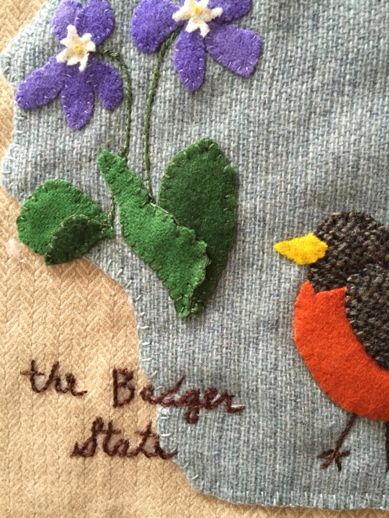 Wisconsin Wool Felt Applique Pattern - Wool Block - United States Quilt ...