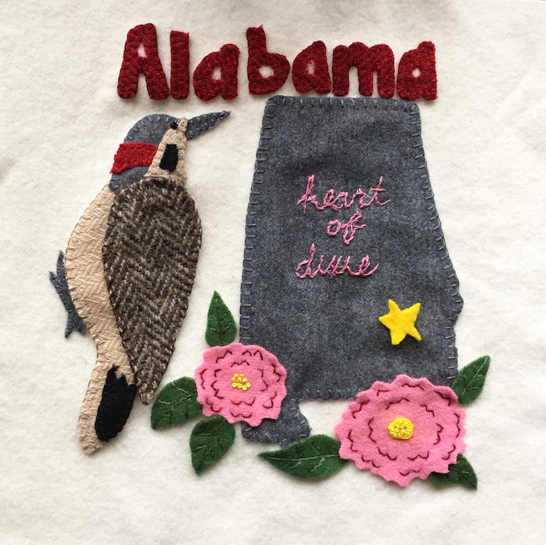 Alabama Wool Felt Applique Pattern - United States Quilt Block - Etsy