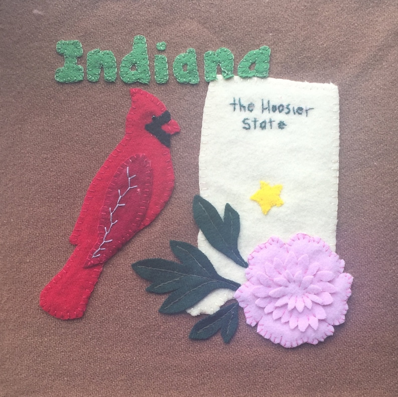 Indiana Wool Felt Applique Pattern - United States Quilt Block - Etsy