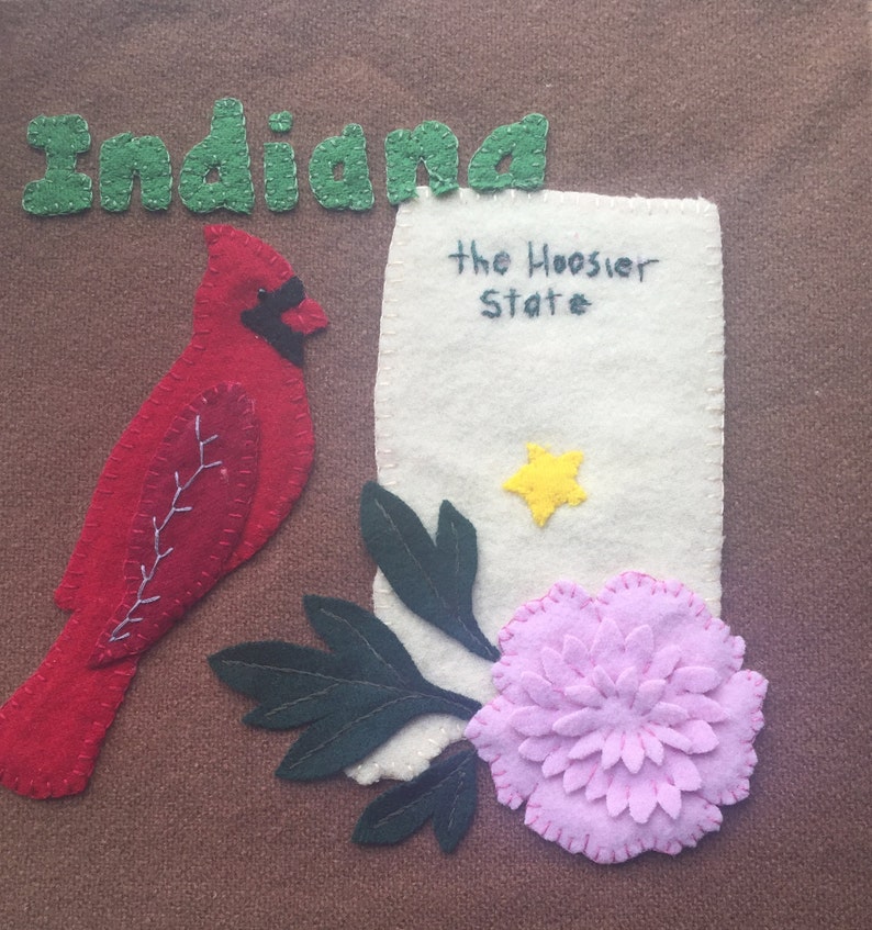 Indiana Wool Felt Applique Pattern - United States Quilt Block - Etsy