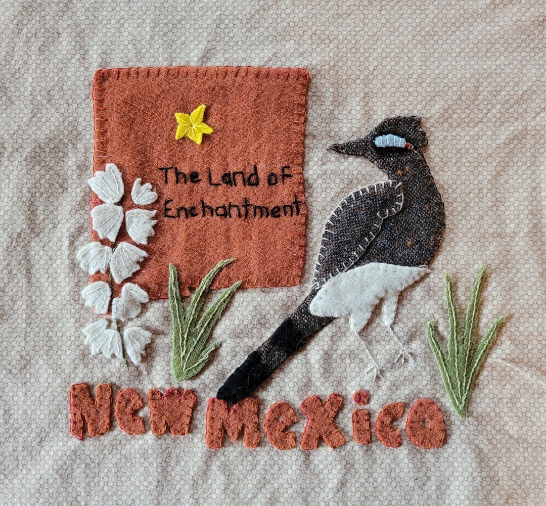 New Mexico Wool Felt Applique Pattern - United States Quilt Block - Etsy
