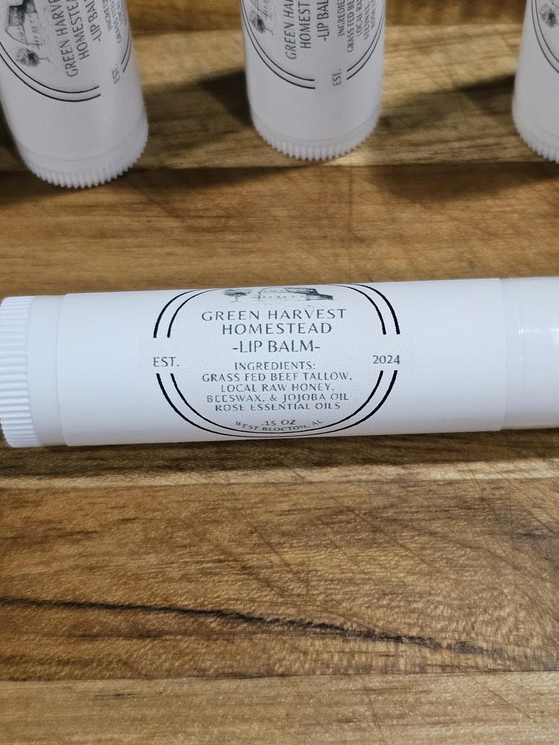 Tallow & Honey Lip Balm- 100% Grass Fed/finished Tallow and Local Raw ...