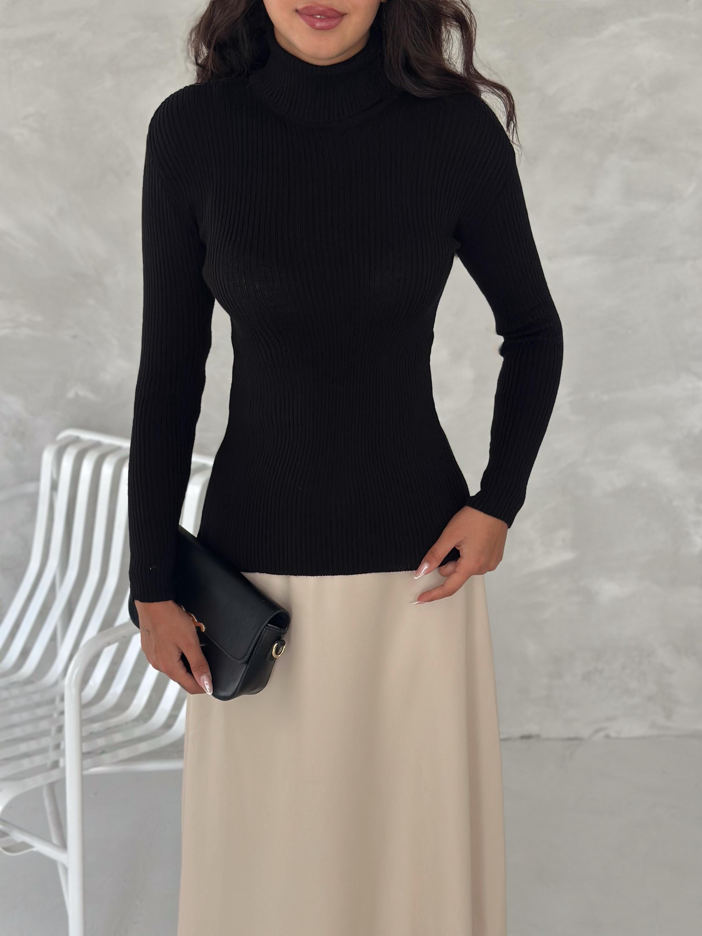 Women's Basic Turtleneck Knit Sweater Lightweight Knit Body Turtle Neck Business Casual and ...