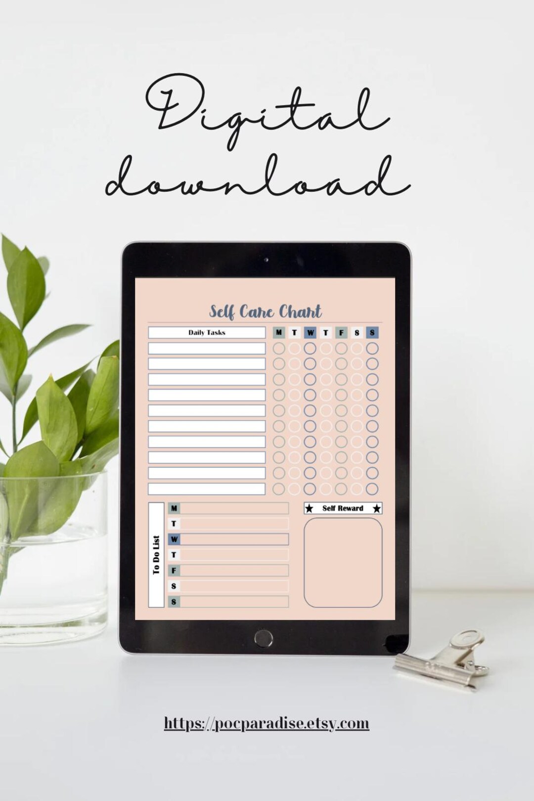 Blank Minimalist Neutral Self-care Chart Daily Self-care Checklist PDF ...