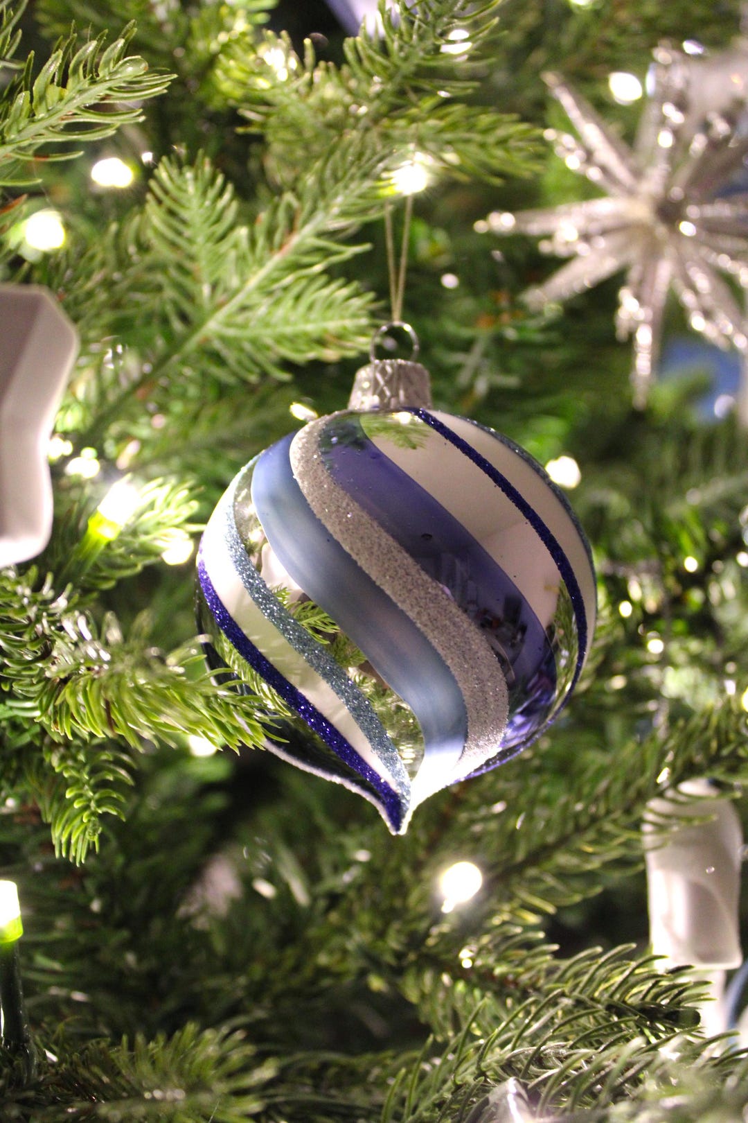 Blue Candy Cane Stripes Ornament - Etsy