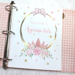 Baby Memory Book, Baby Book Girl, Princess Baby Book, Pink and Gold ...
