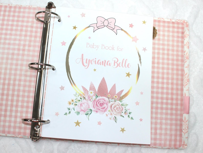 Baby Memory Book, Baby Book Girl, Princess Baby Book, Pink and Gold ...