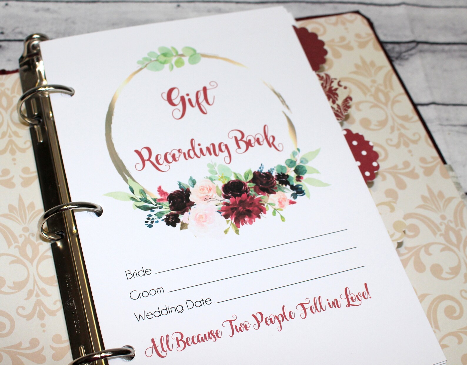 Gift Log Gift Recording Book Burgundy Bridal Shower Book | Etsy