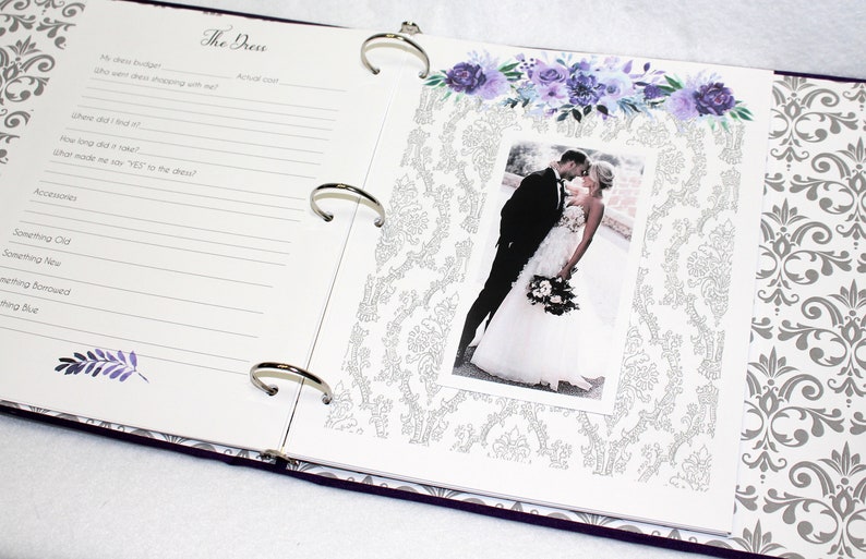 Wedding Memory Book, Wedding Scrapbook, Purple and Gray Wedding, Bridal ...