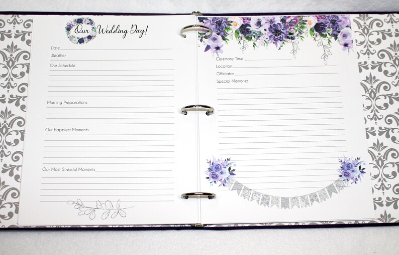 Wedding Memory Book, Wedding Scrapbook, Purple and Gray Wedding, Bridal ...