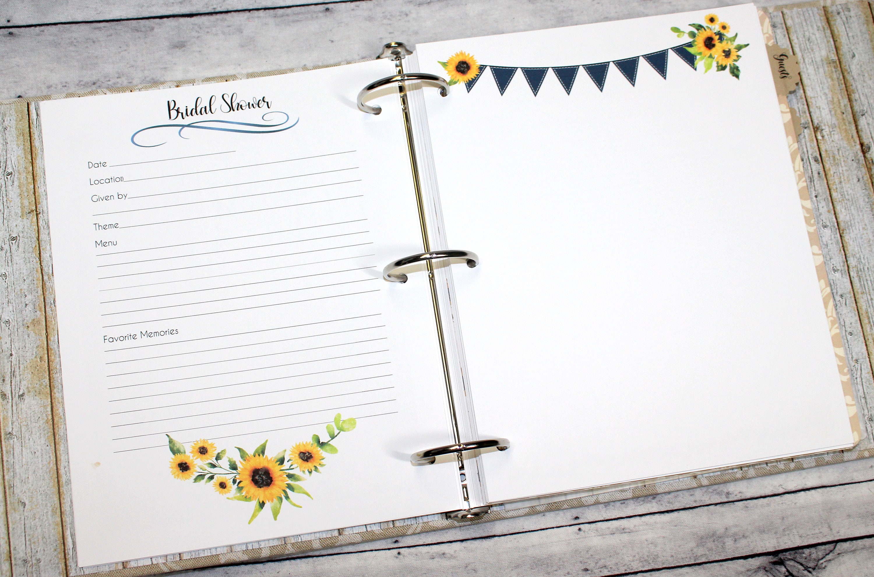 Wedding Memory Book Sunflower Wedding Guest Book Bridal | Etsy