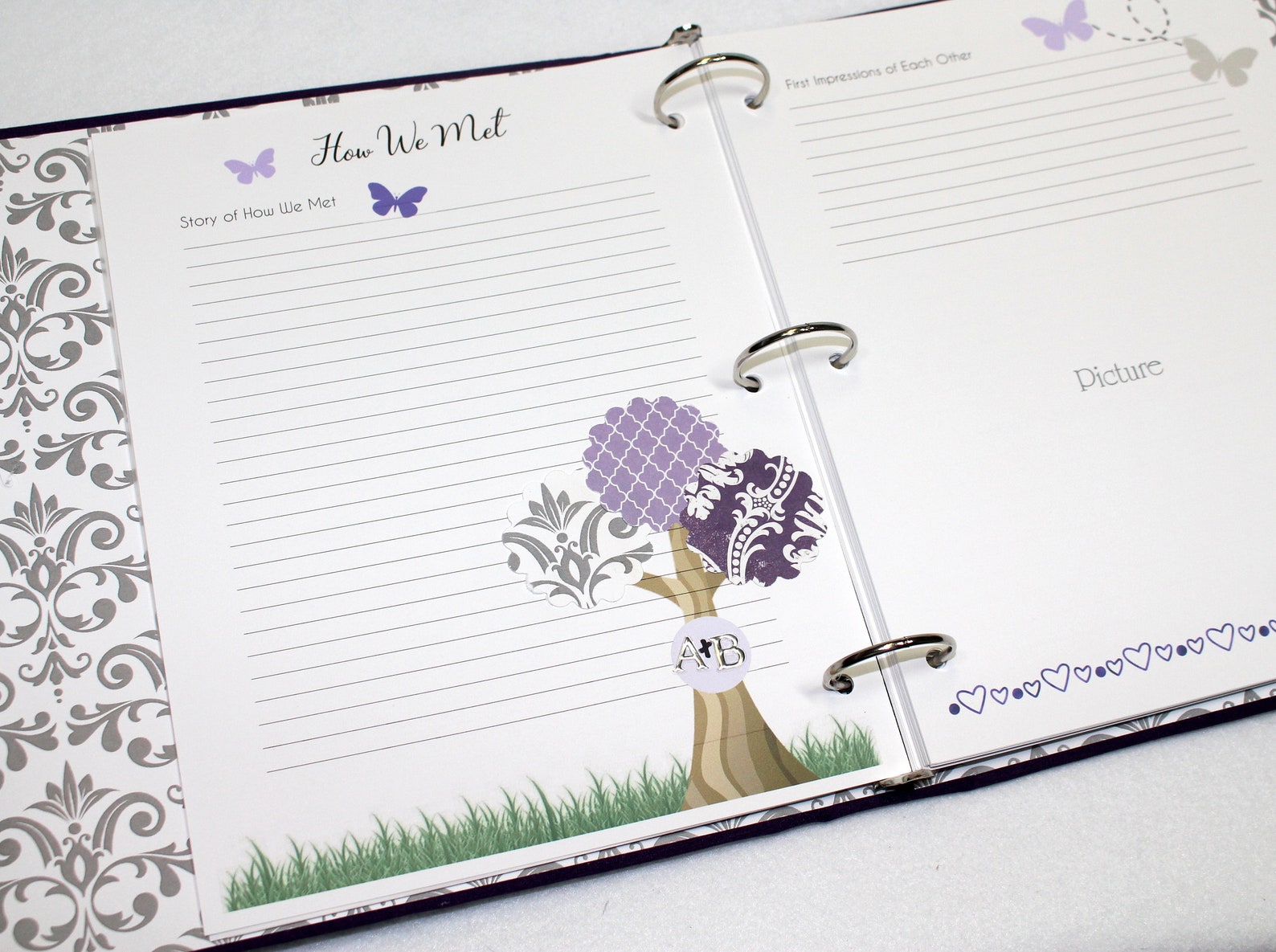 Wedding Memory Book, Wedding Scrapbook, Purple and Gray Wedding, Bridal ...