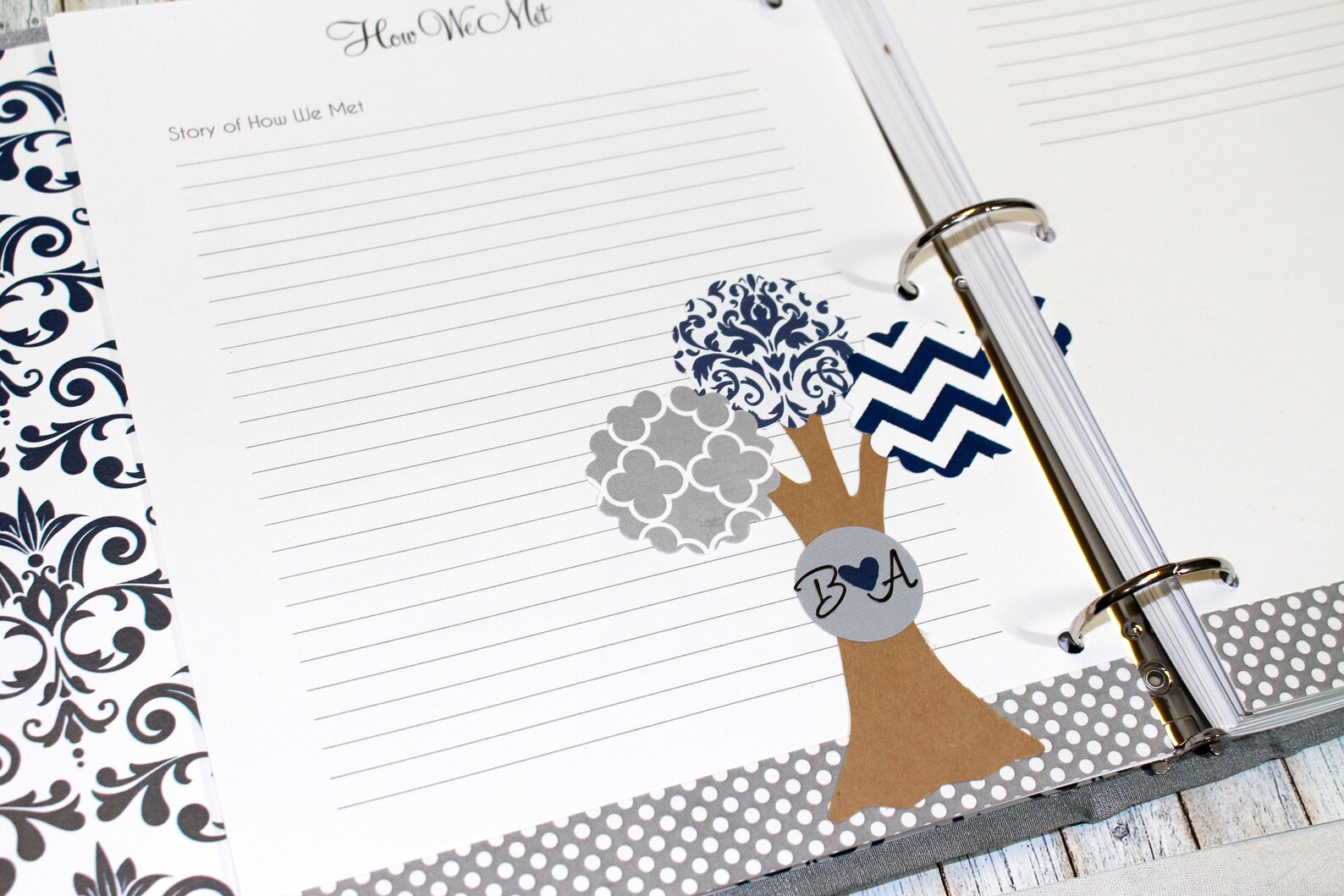 Wedding Memory Book Wedding Scrapbook Navy and Gray Wedding | Etsy