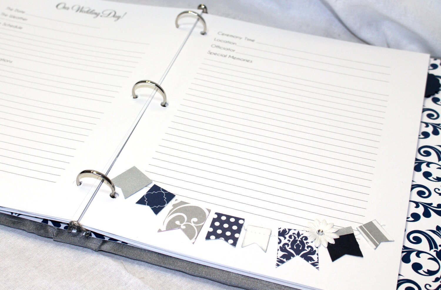 Wedding Memory Book Wedding Scrapbook Navy and Gray Wedding | Etsy