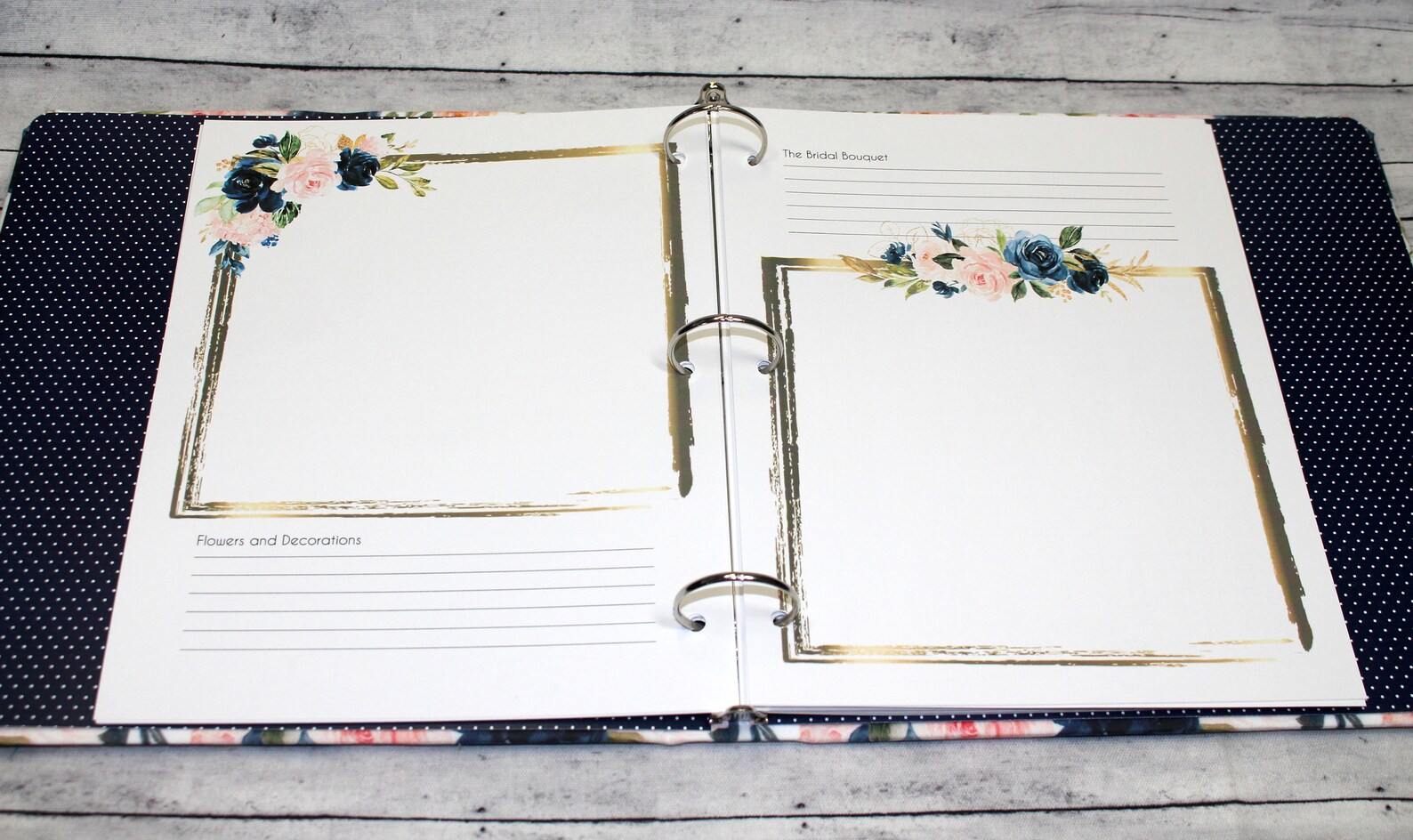 Wedding Memory Book, Blush and Navy Memory Book, Blush and Navy Floral ...