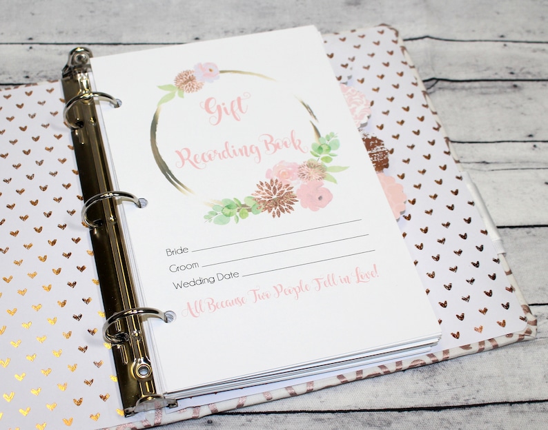 Gift Log, Gift Recording Book, Rose Gold Bridal Shower, Wedding Gift ...