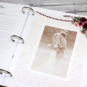 Wedding Memory Book, Wedding Scrapbook, Burgundy Wedding, Rustic Memory ...